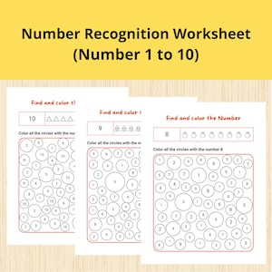 1-10 Number Recognition, Numbers Preschool, Math Worksheets , Find the ...