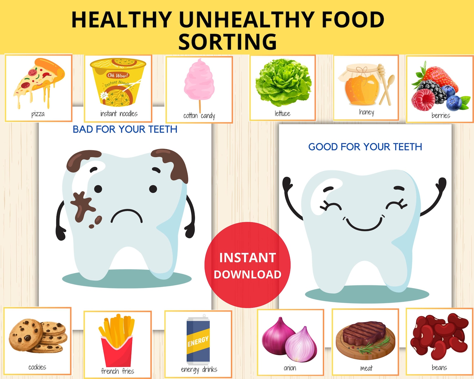 Healthy or Unhealthy Food Sorting Game,nutrition Food Kindergarten ...