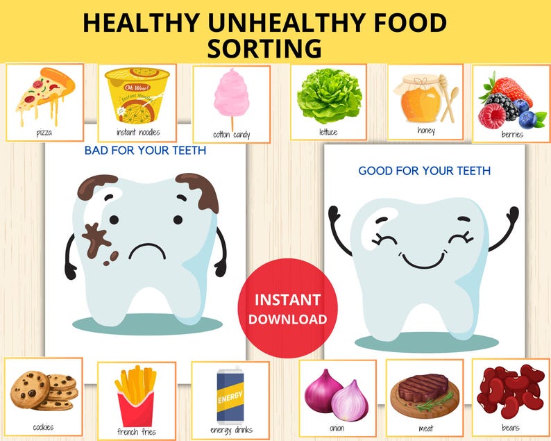 Healthy or Unhealthy Food Sorting Game,nutrition Food Kindergarten ...