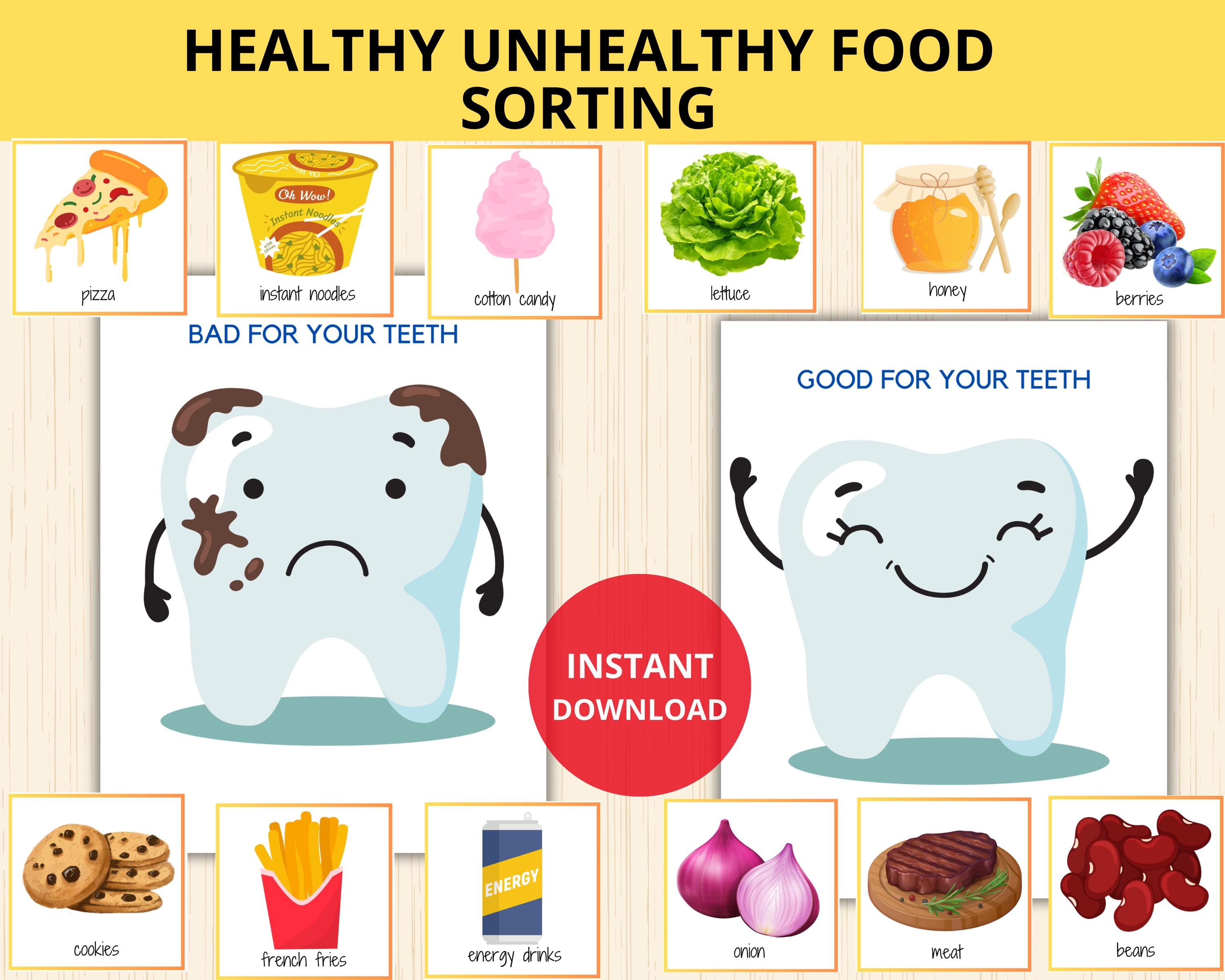 Healthy or Unhealthy Food Sorting Game,nutrition Food Kindergarten ...