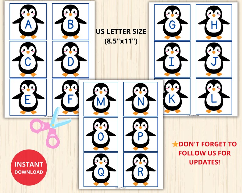 Penguin Letter Match,winter Alphabet Matching,uppercase Lowercase Match ...