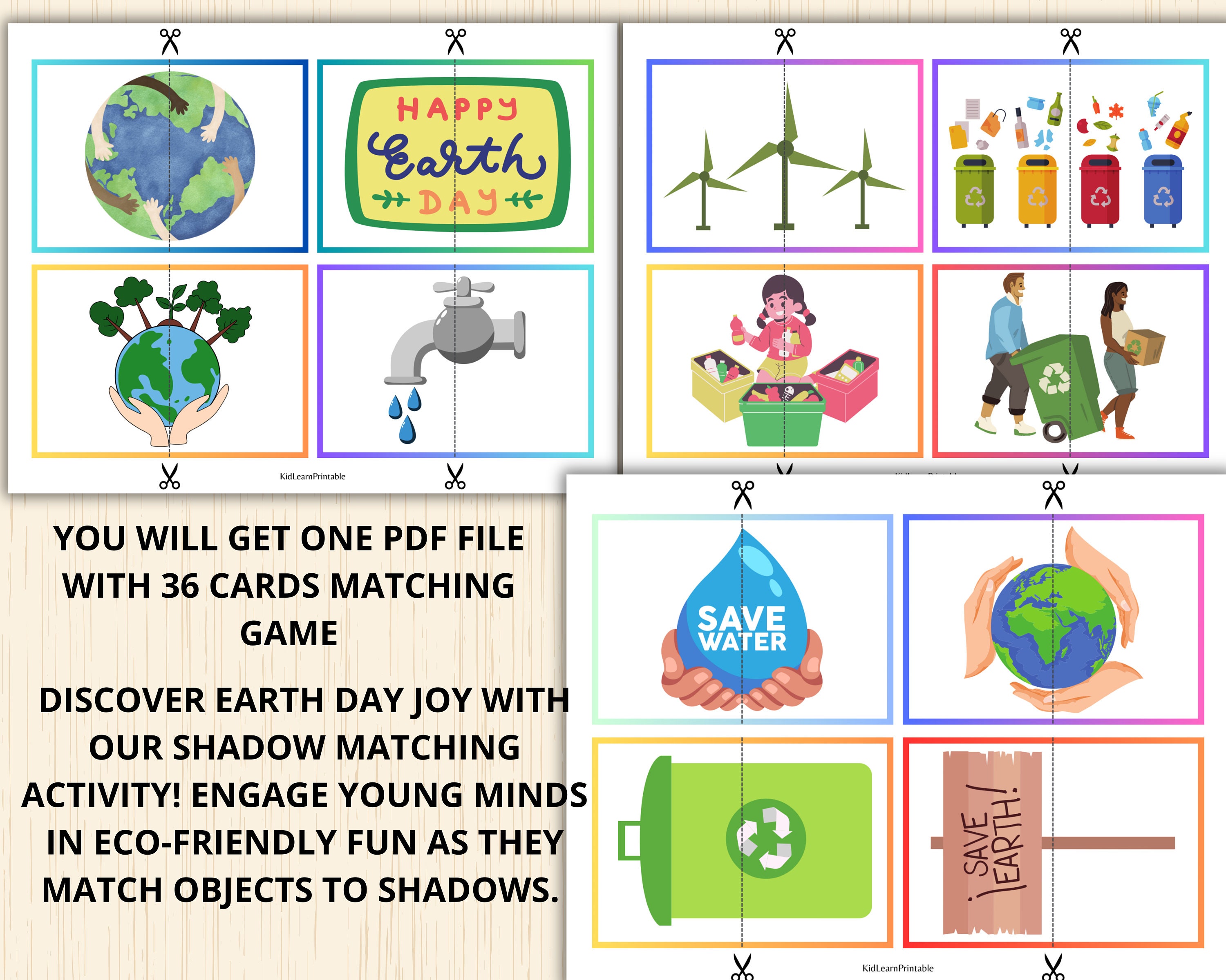 Earth Day Matching Game,earth Day Puzzles, Matching Activity, Game for ...