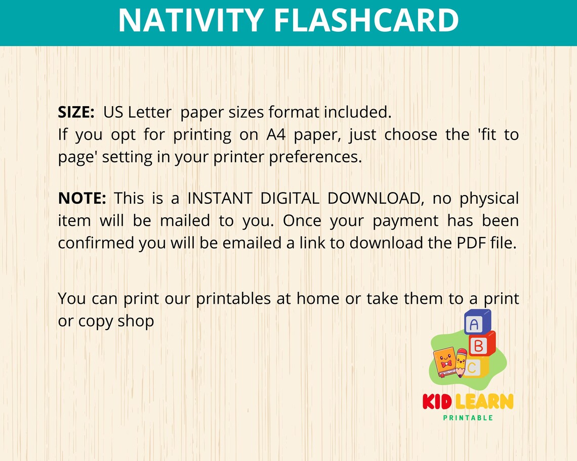 Nativity Flashcards for Kids,nativity Story Cards,nativity Scene Kids ...