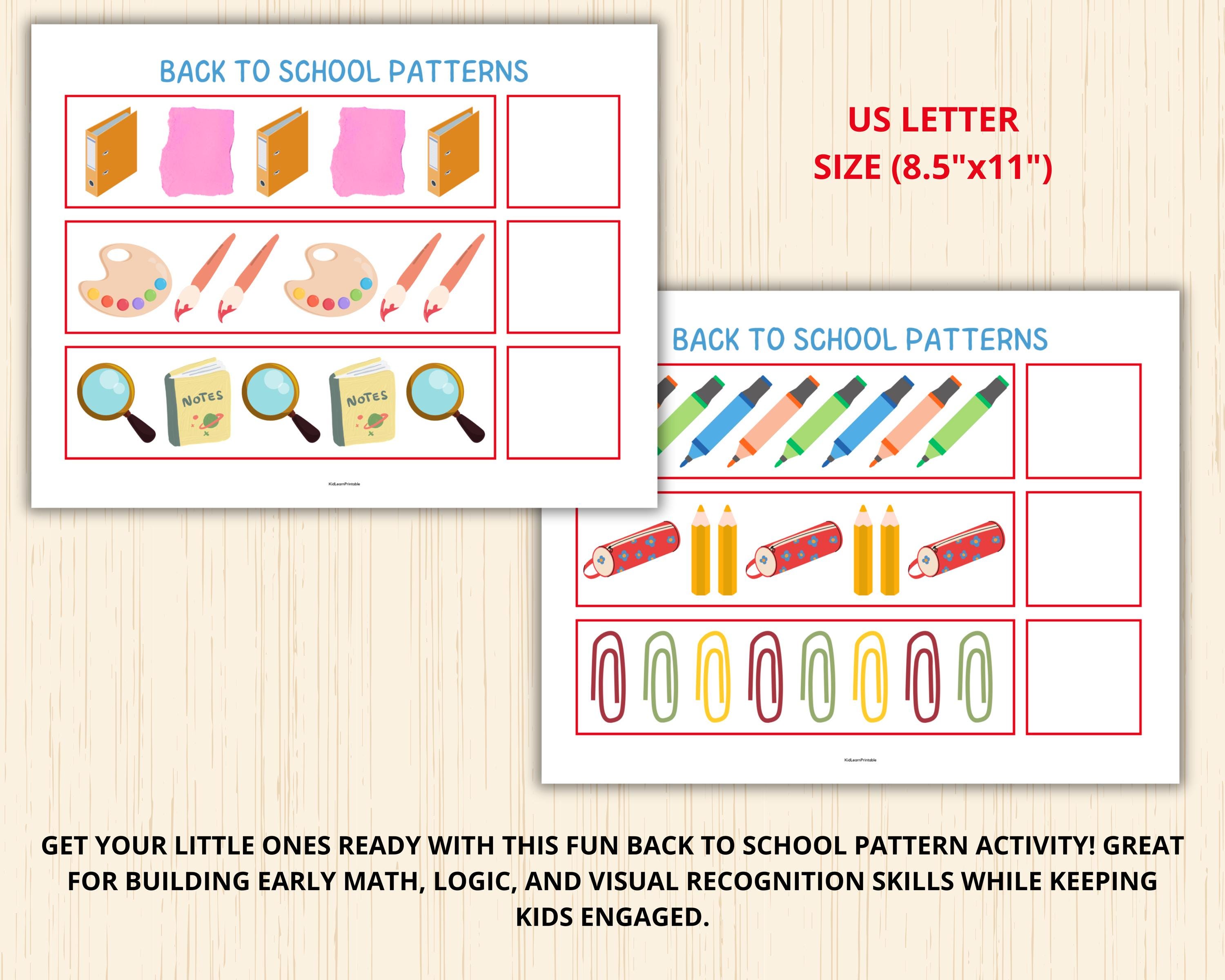 Back to School Patterns,what Comes Next,school Pattern Activity ...