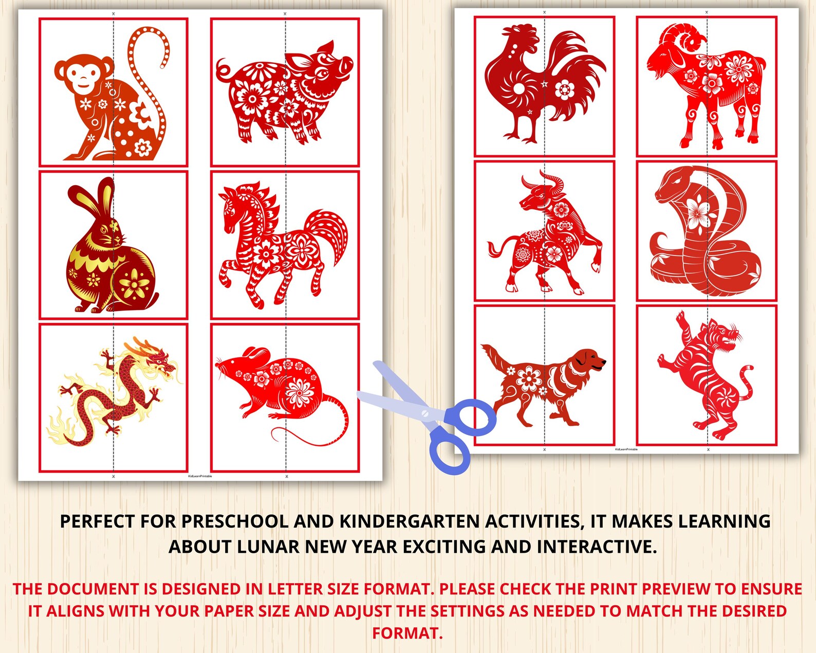 Chinese New Year Matching Game,matching Activity for Kids,lunar New ...