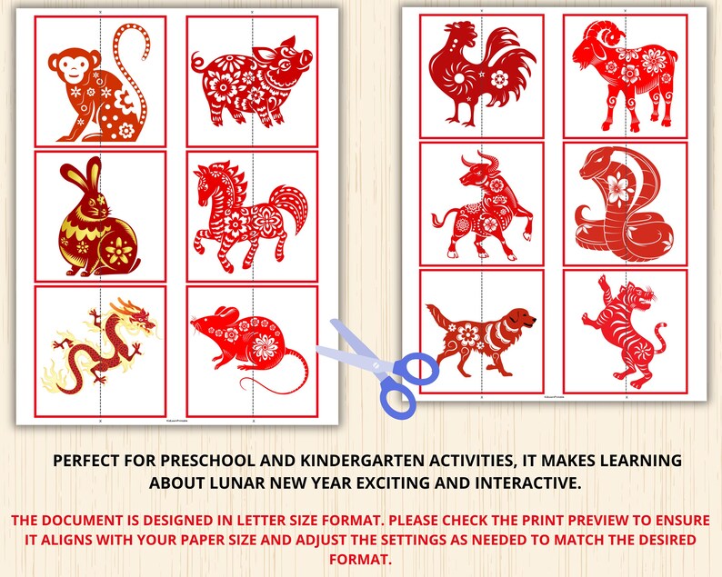 Chinese New Year Matching Game,matching Activity for Kids,lunar New ...