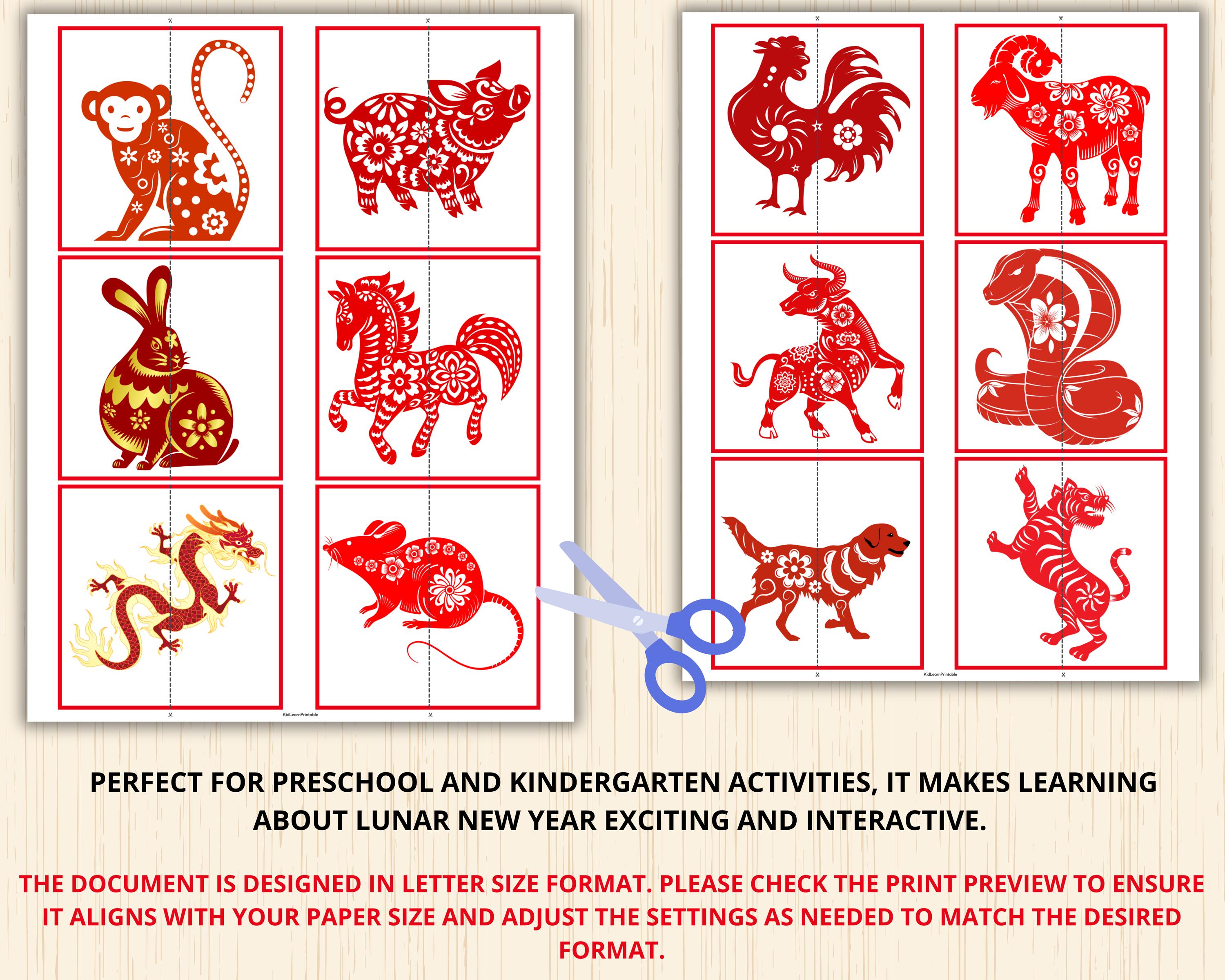 Chinese New Year Matching Game,matching Activity for Kids,lunar New ...