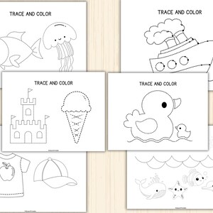 Summer Tracing Practice,summer Tracing Strips,summer Lines Tracing ...