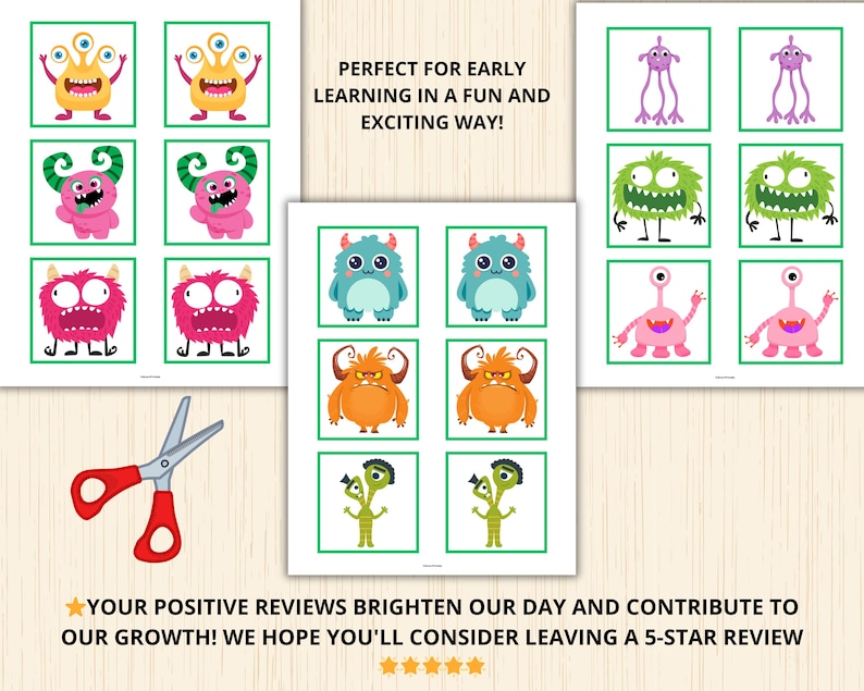 Monsters Memory Game for Kids,fun Monsters Matching Activity,memory ...