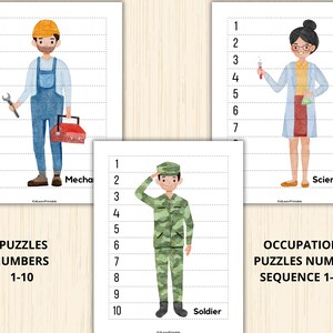 Occupation Puzzle,professions Puzzle,jobs Number Sequence,numbers 1-10 ...