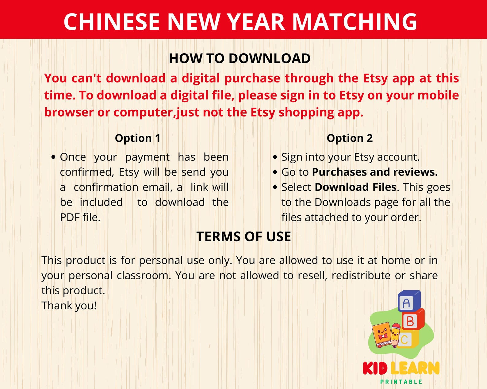 Chinese New Year Matching Game,matching Activity for Kids,lunar New ...