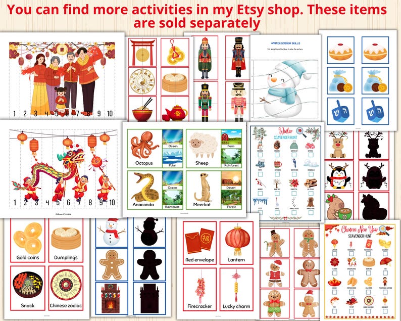 Chinese New Year Matching Game,matching Activity for Kids,lunar New ...