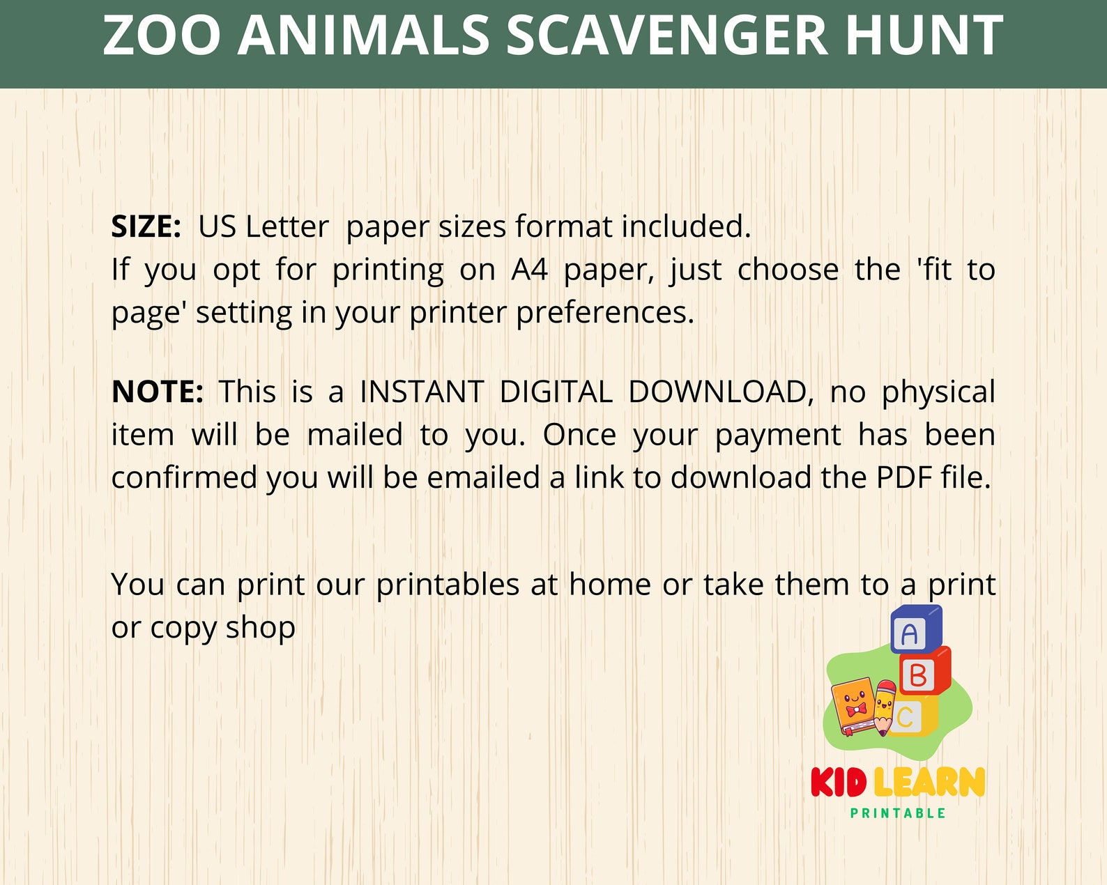 Zoo Scavenger Hunt,treasure Hunt,zoo Animals Hunt,animal Scavenger Hunt ...