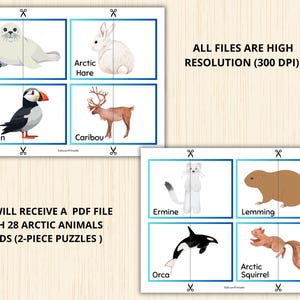 Arctic Animal Matching,arctic Animal Puzzle,winter Animal Montessori ...