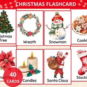 Christmas Flashcard,winter Flashcard,christmas Montessori Prek,holiday ...