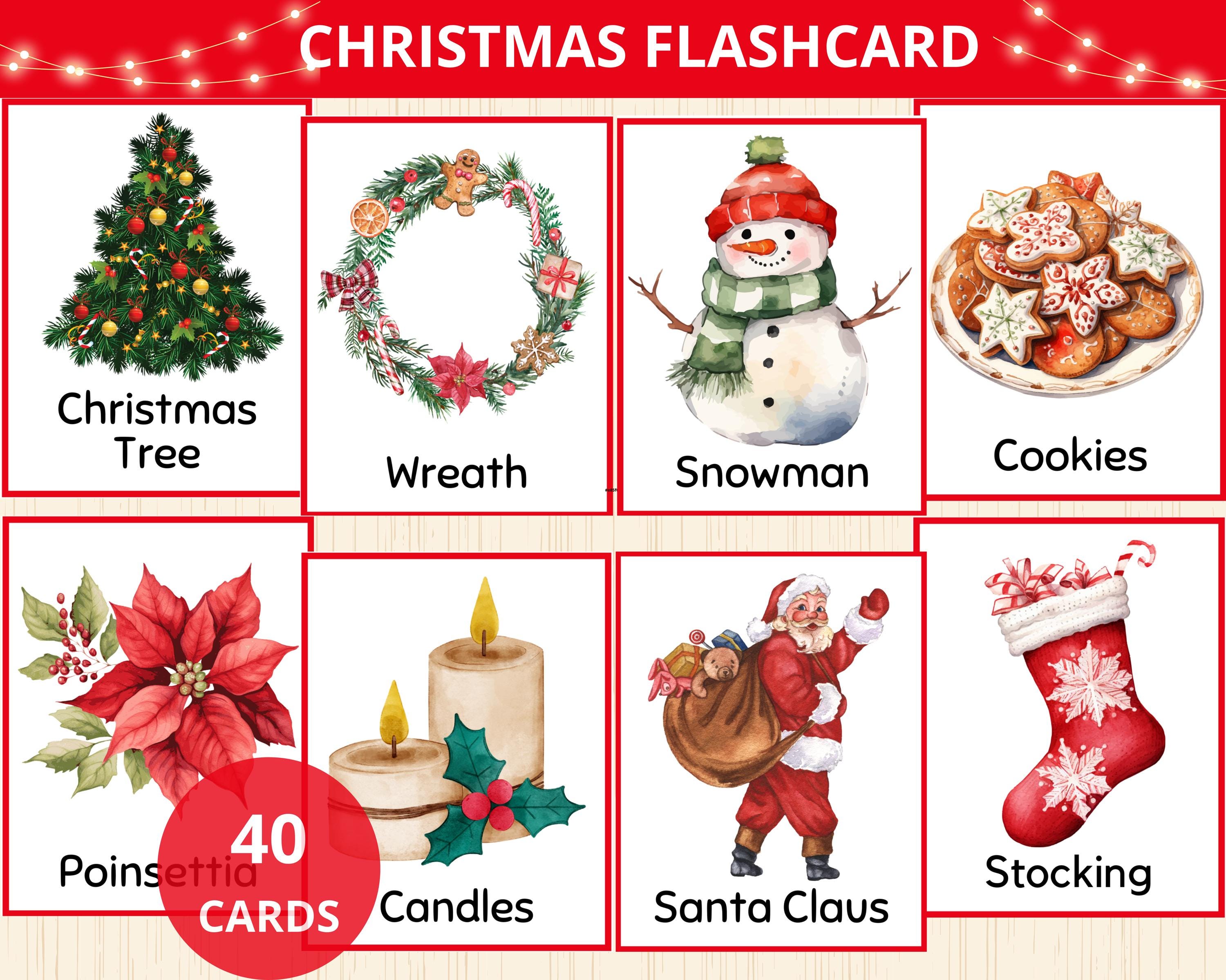 Christmas Flashcard,winter Flashcard,christmas Montessori Prek,holiday ...