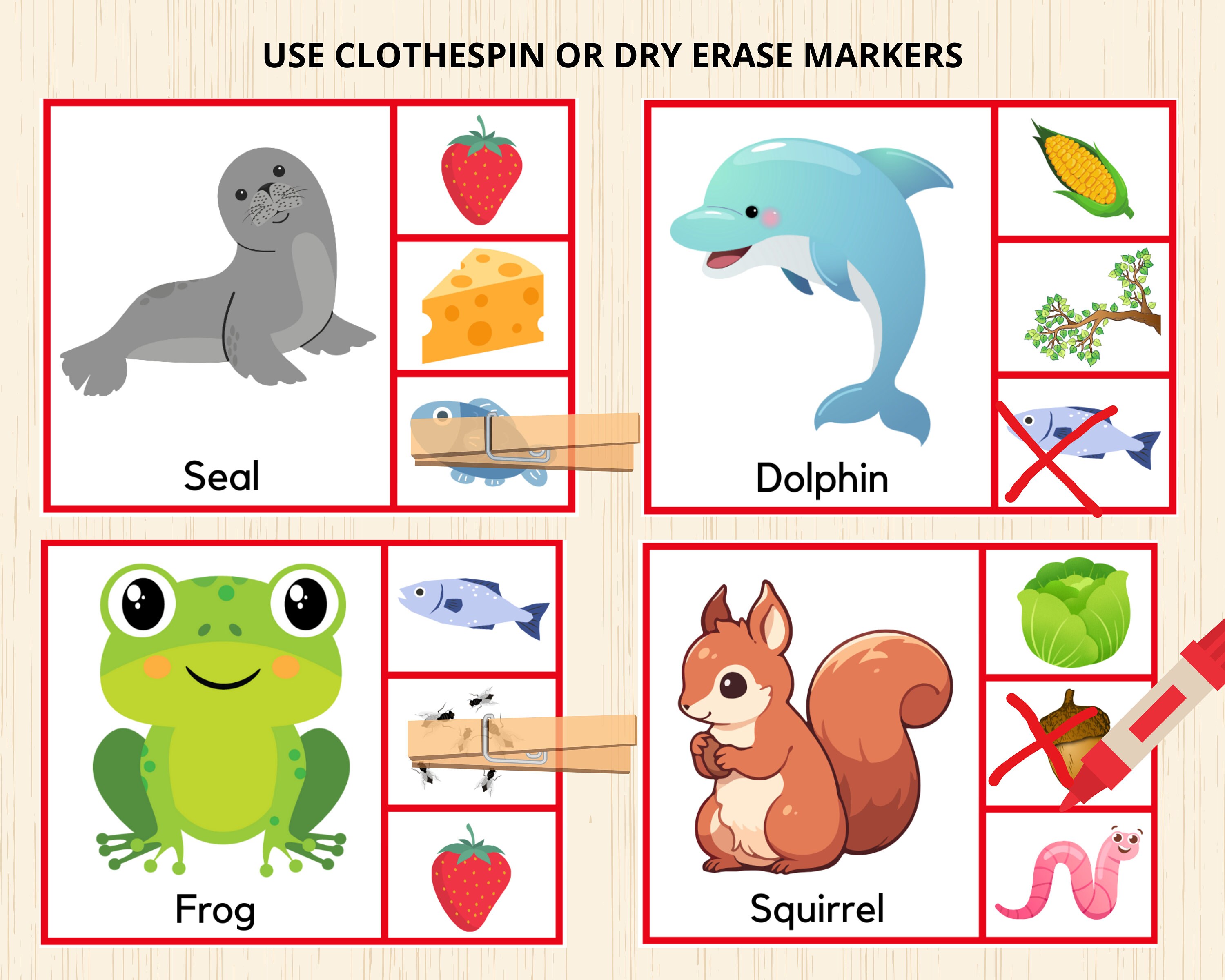 Animals and Their Food Matching,animals Food Games,animal Matching Food ...