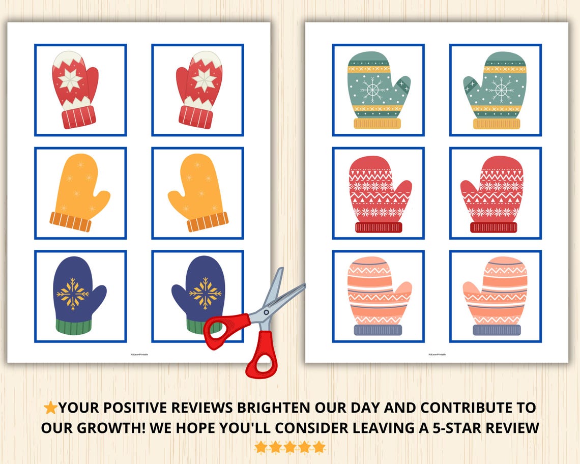 Mitten Matching Game,winter Matching Game,winter Preschool Activity ...