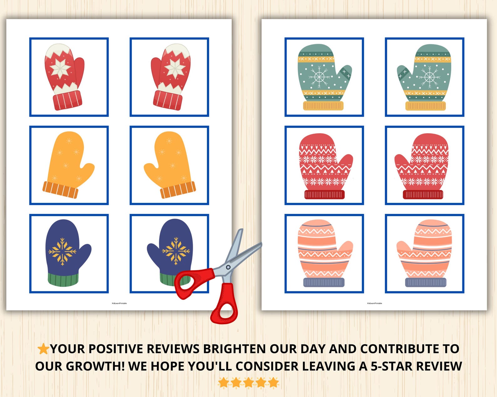 Mitten Matching Game,winter Matching Game,winter Preschool Activity ...