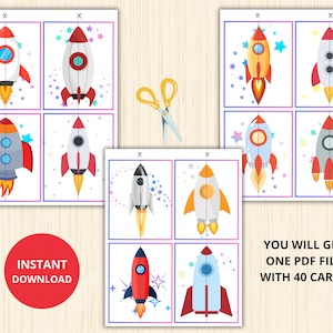 Space Matching Game,rockets Matching Activity,solar System Game, Space ...
