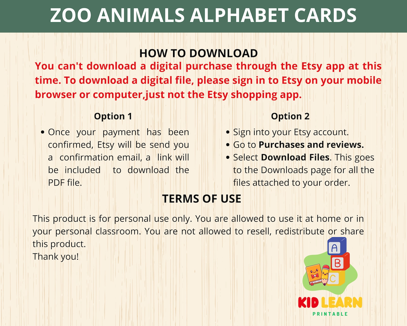 Zoo Animal Alphabet Cards,animals Flashcards,animals Montessori,safari ...