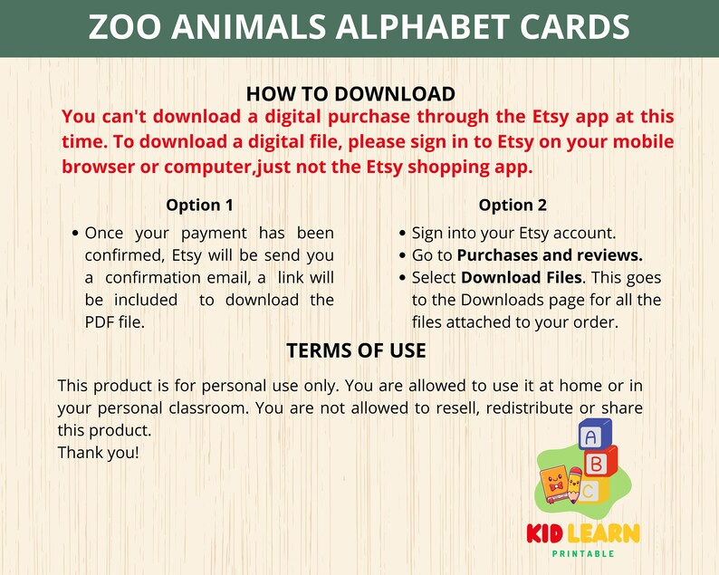 Zoo Animal Alphabet Cards,animals Flashcards,animals Montessori,safari ...