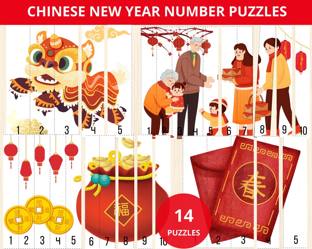 Chinese New Year Game,chinese Matching Activity,lunar New Year Puzzle ...