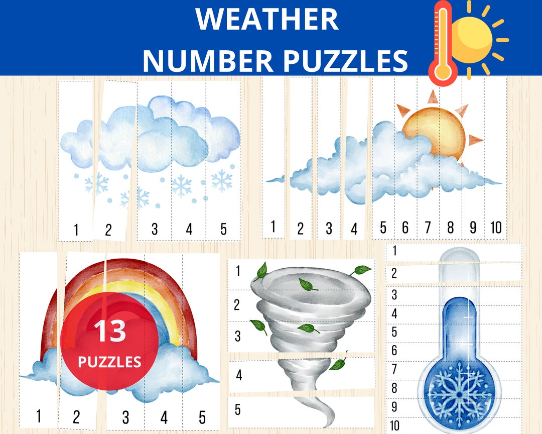 Weather Puzzles,weather Preschool, Number Sequence Puzzles, 1-10 ...