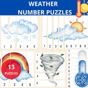Weather Puzzles,weather Preschool, Number Sequence Puzzles, 1-10 ...