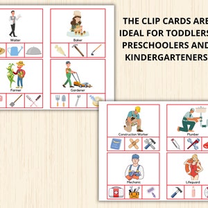 Occupations Cards,community Helpers Clip Card,professions Printable ...