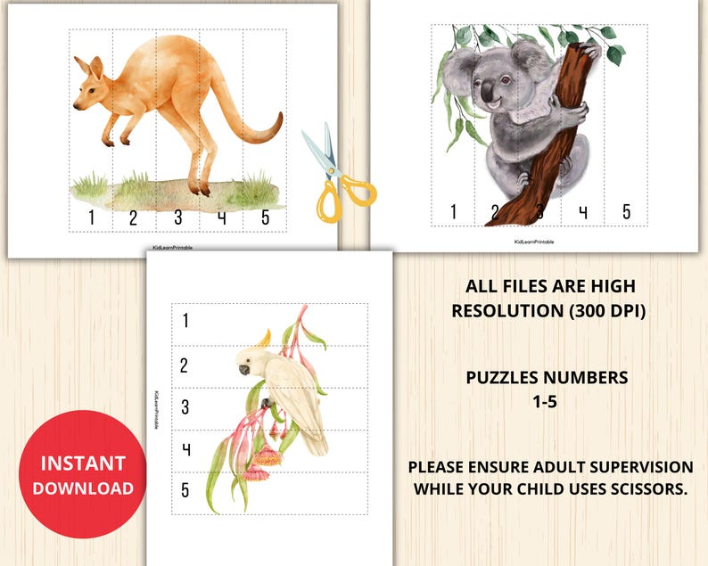 Australian Animals Number Puzzles,animals Number Sequence,australia ...