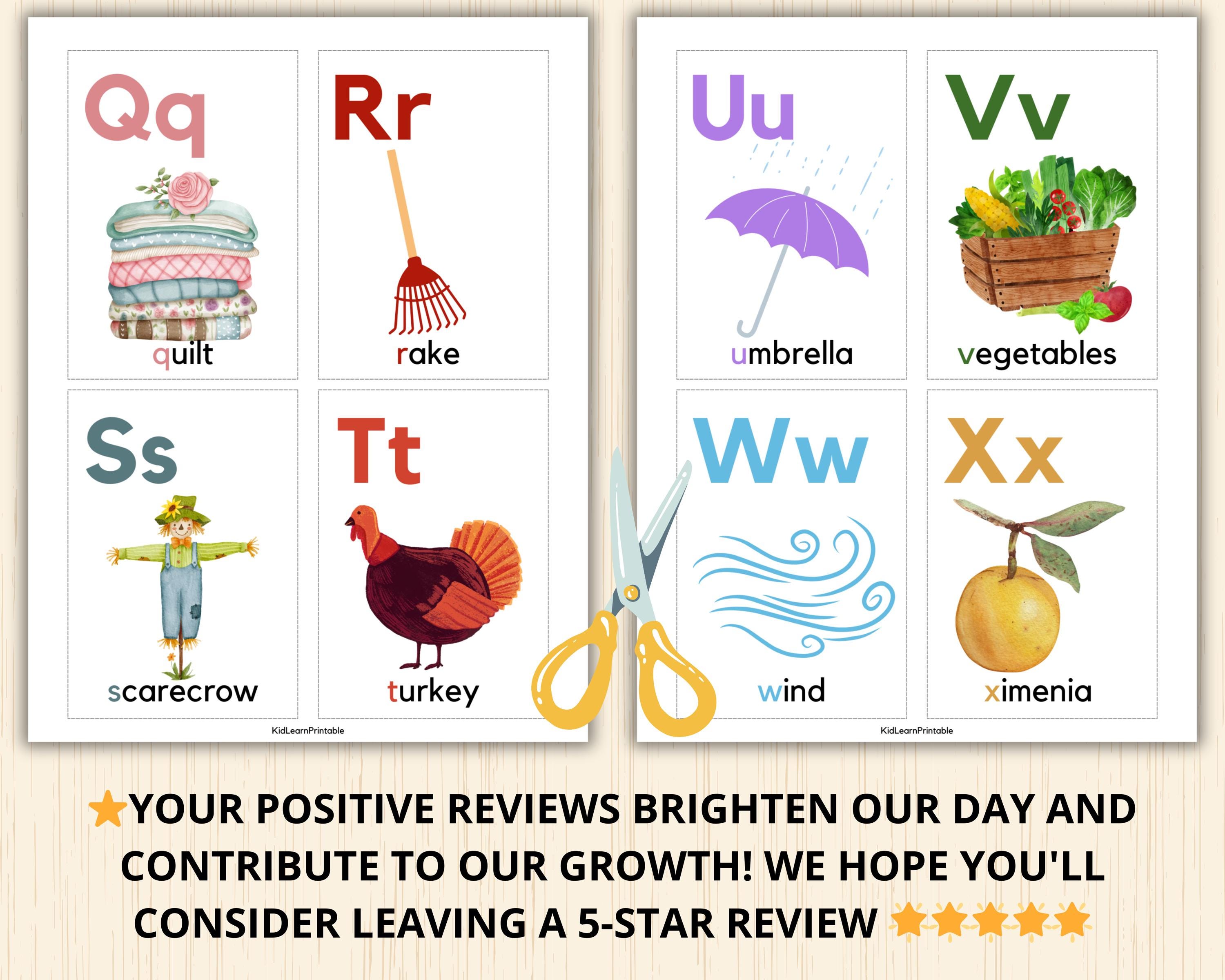 Autumn Alphabet,autumn Flashcard,fall Unit Study,alphabet Cards for ...