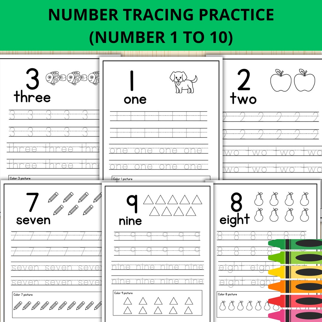 1-10 Printable Number Tracing,preschool Worksheet, Homeschool , Teacher ...
