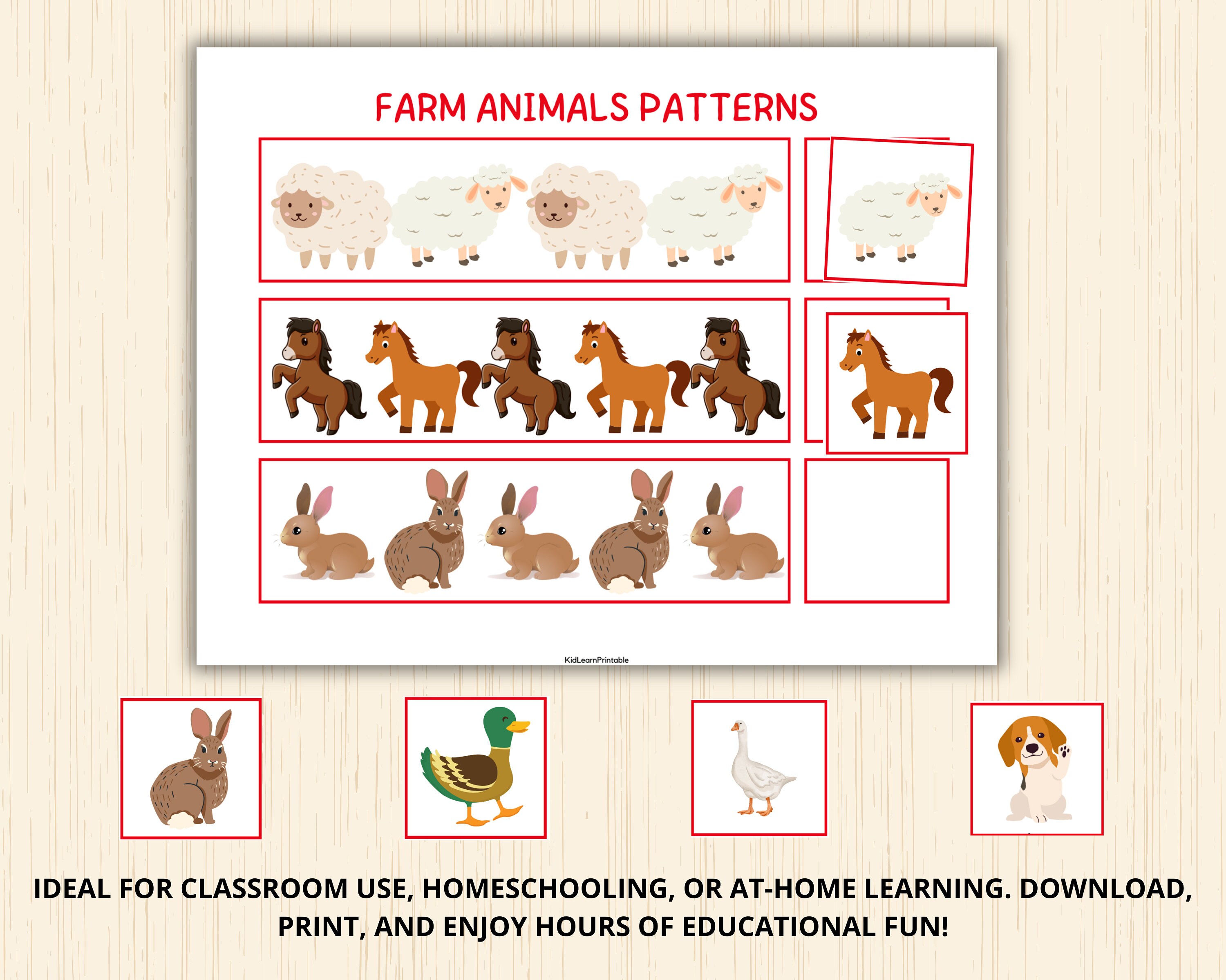 Farm Animals Patterns,what Comes Next,scissors Skill,farm Animals ...