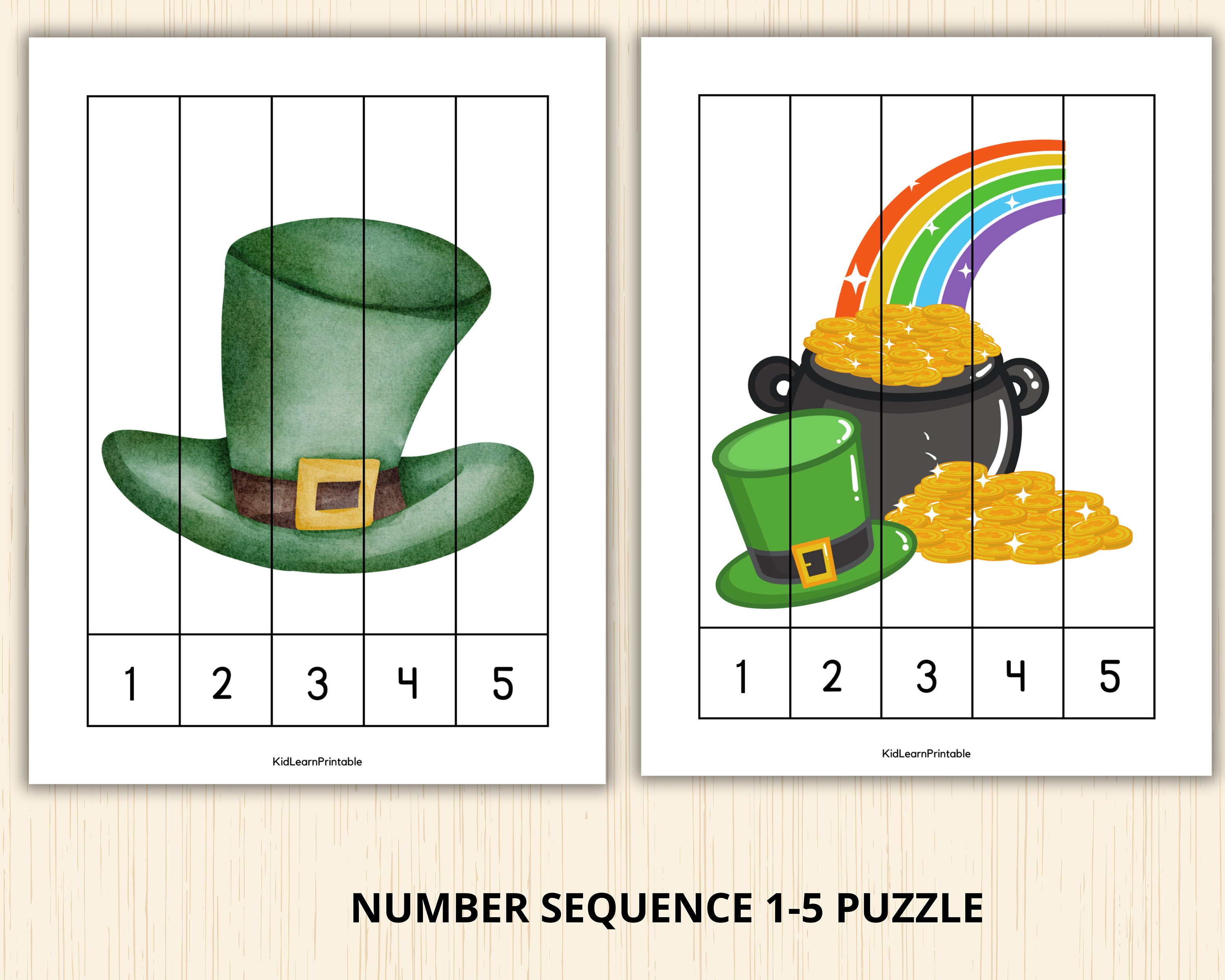St. Patrick's Day Number Puzzles, Montessori Spring Printable,number ...