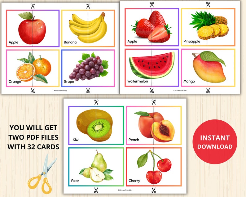 Fruit Puzzles,fruits Matching Cards Game,symmetry Puzzle,symmetry ...