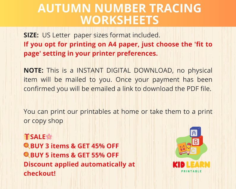 Fall Number Tracing Worksheets,autumn Numbers Writing Practice ...