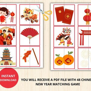 Chinese New Year Matching Game,matching Activity for Kids,lunar New ...