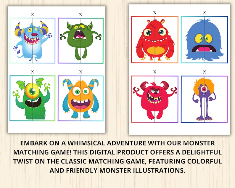 Monster Matching Games,2-piece Puzzles,monster Lovers,toddler Puzzle ...