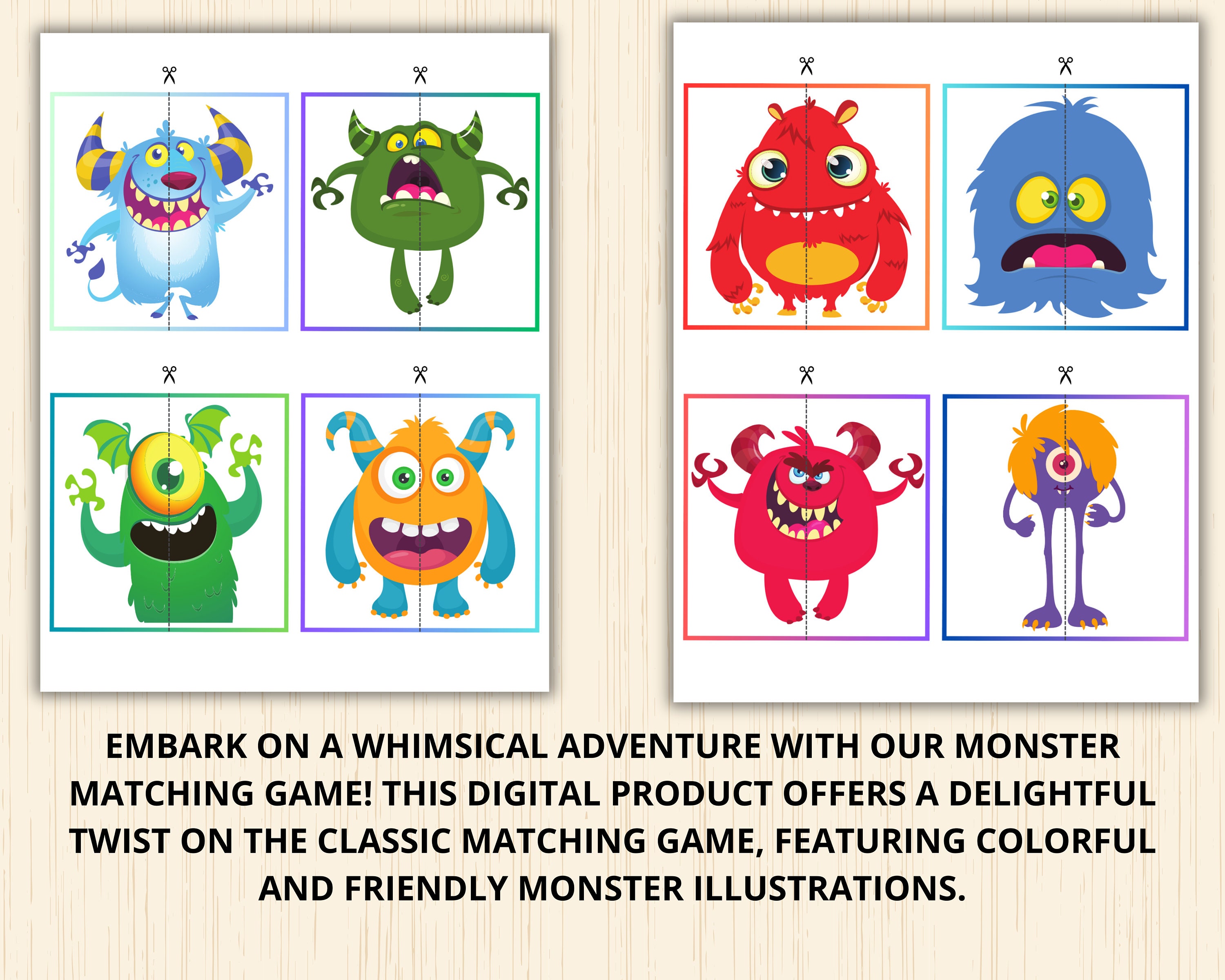 Monster Matching Games,2-piece Puzzles,monster Lovers,toddler Puzzle ...