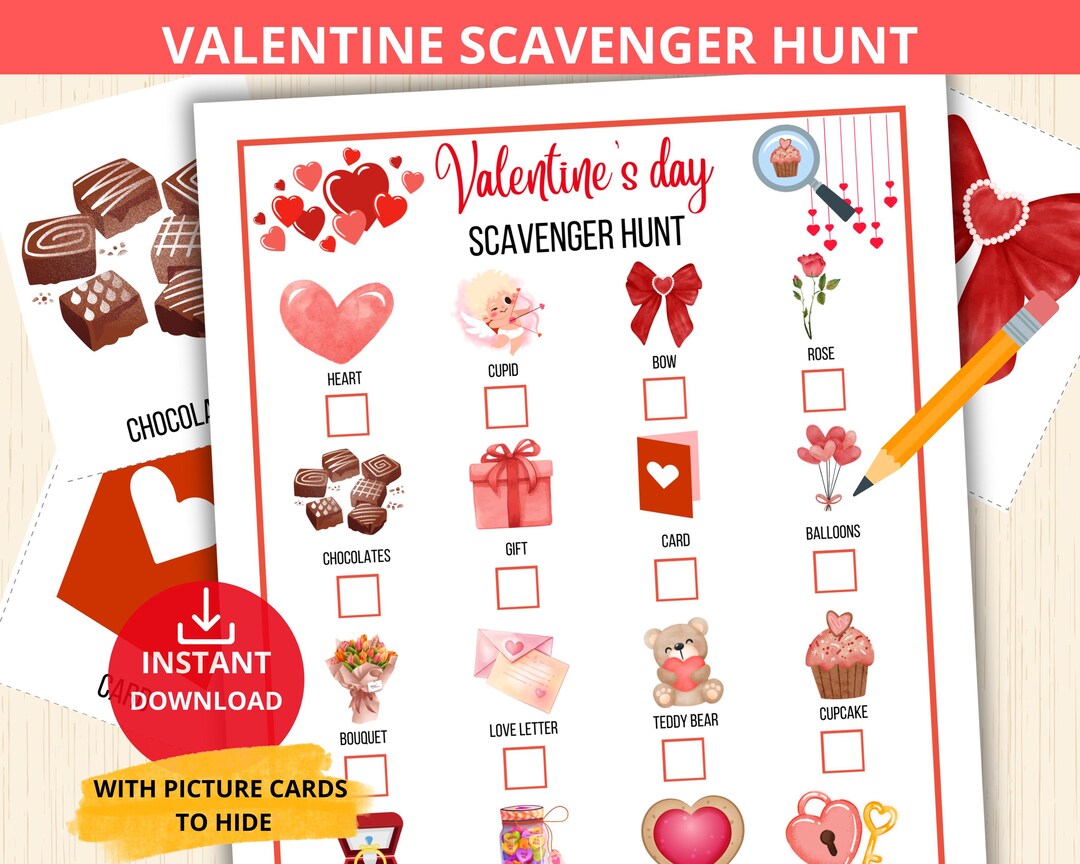 Valentine's Day Scavenger Hunt,indoor Treasure Hunt Game,valentine's ...