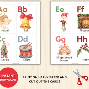 Christmas Alphabet Cards,christmas Cards for Kids,christmas Flashcards ...