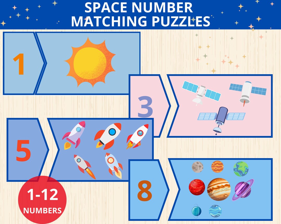 Space Number Cards,space Counting Cards,space Number Matching,outer ...