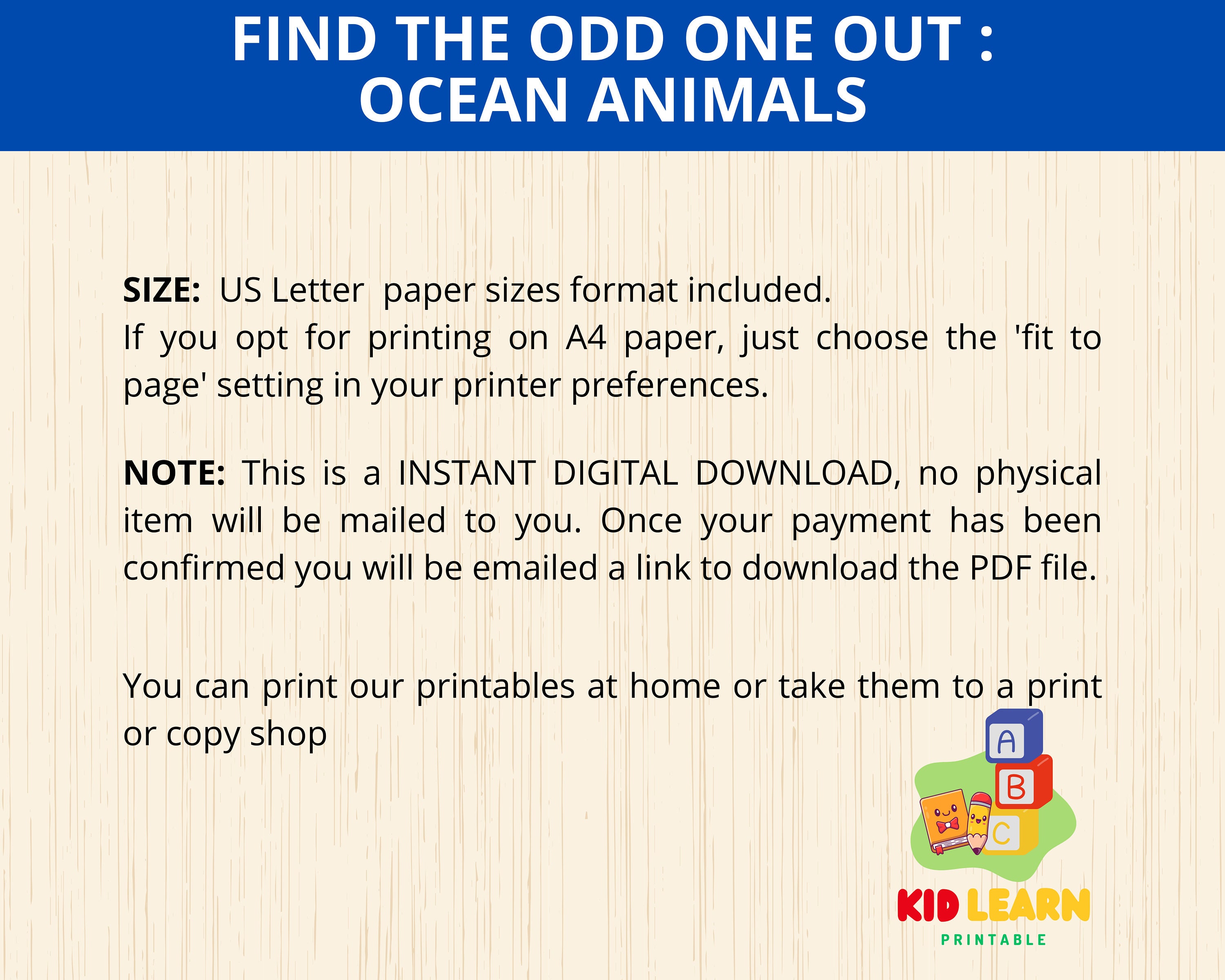 Find the Odd One Out,ocean Animals Activity,matching Similar and ...