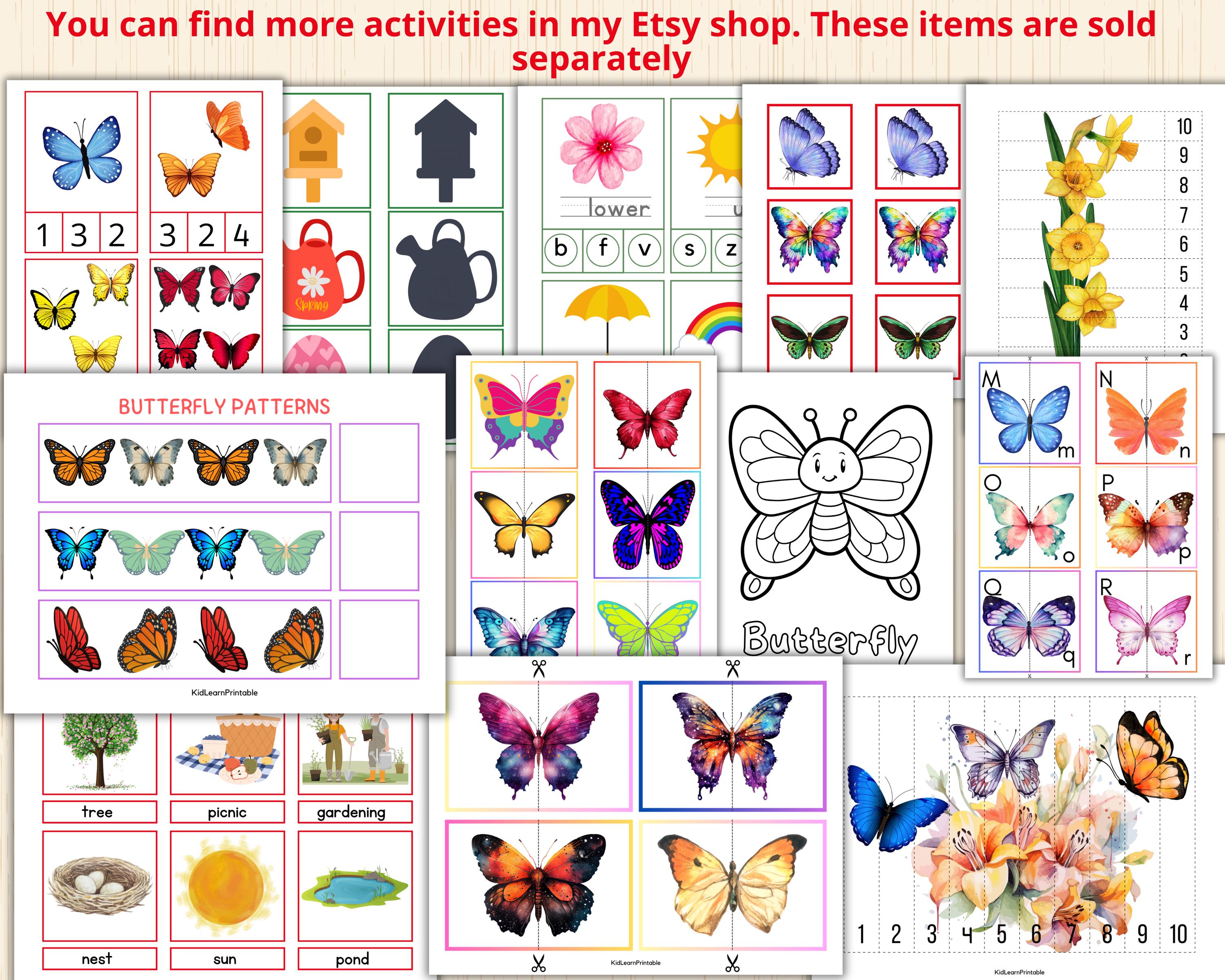 Butterfly Ten Frame,numbers 1-10,butterfly Preschool Activity,insect ...