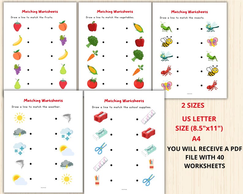 Matching Worksheets,match the Picture,learning Activities,matching Game ...