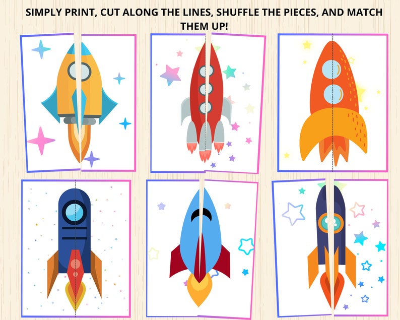 Space Matching Game,rockets Matching Activity,solar System Game, Space ...