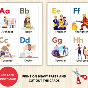 Occupation Alphabet Flashcards,alphabet Job Flashcards,profession Abc ...