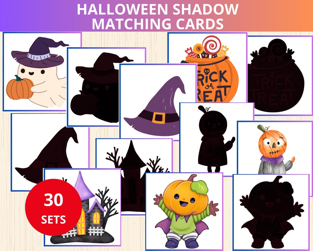 Halloween Shadow Matching Cards,halloween Montessori Activity,halloween ...