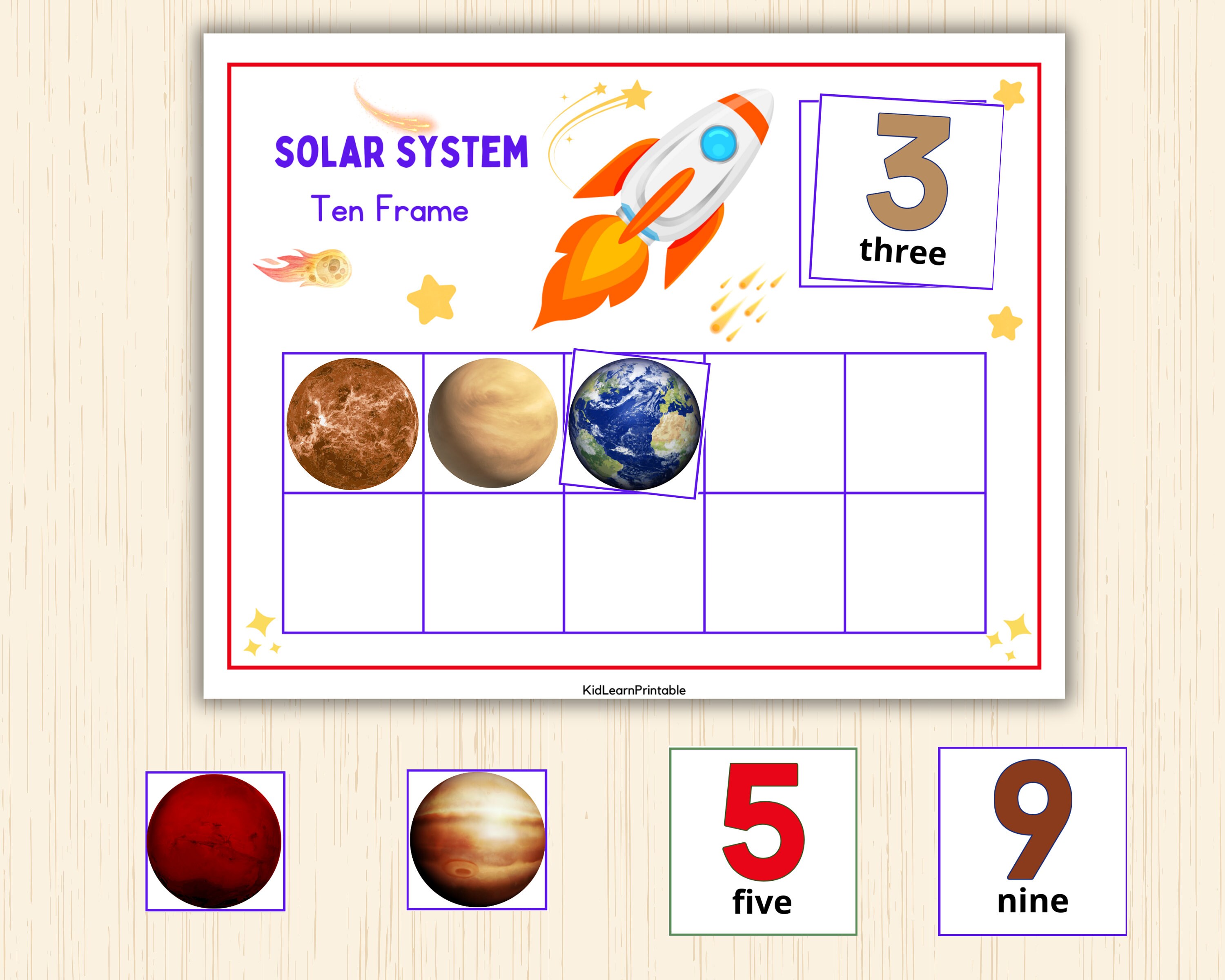 Solar System Ten Frame,printable Solar System,solar System Flash Cards ...